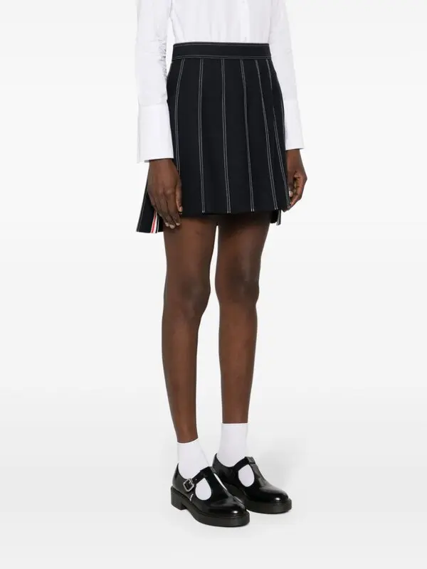 Thom Browne Striped Pleated Wool Miniskirt