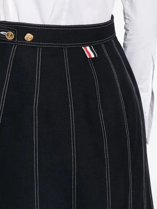 Thom Browne Striped Pleated Wool Miniskirt