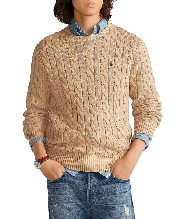Polo Ralph Lauren Cable Knit Cotton Sweater - Brown
