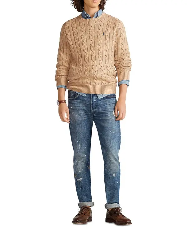 Polo Ralph Lauren Cable Knit Cotton Sweater - Brown