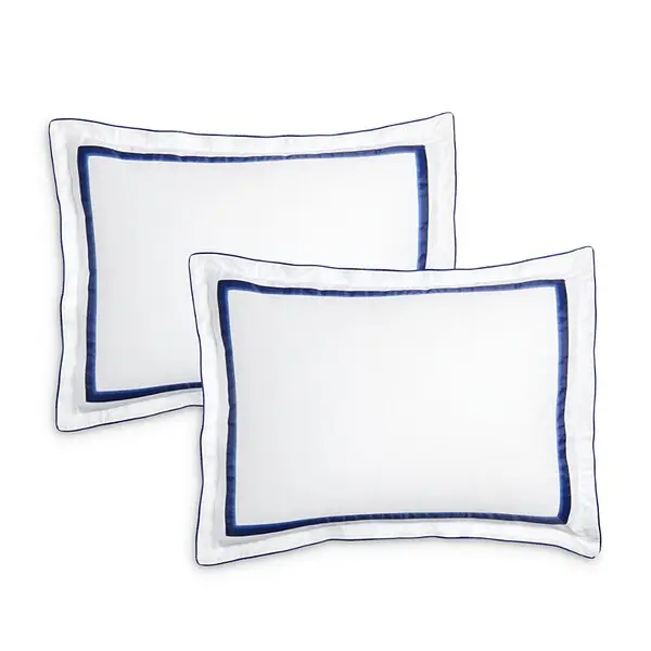 AMALIA HOME COLLECTION Lagos Gradient Egyptian Cotton Sateen Sham, King, Set Of 2 - White/navy