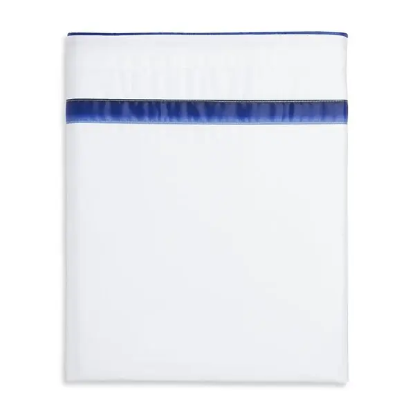 AMALIA HOME COLLECTION Lagos Gradient Egyptian Cotton Sateen Flat Sheet, King - White/navy