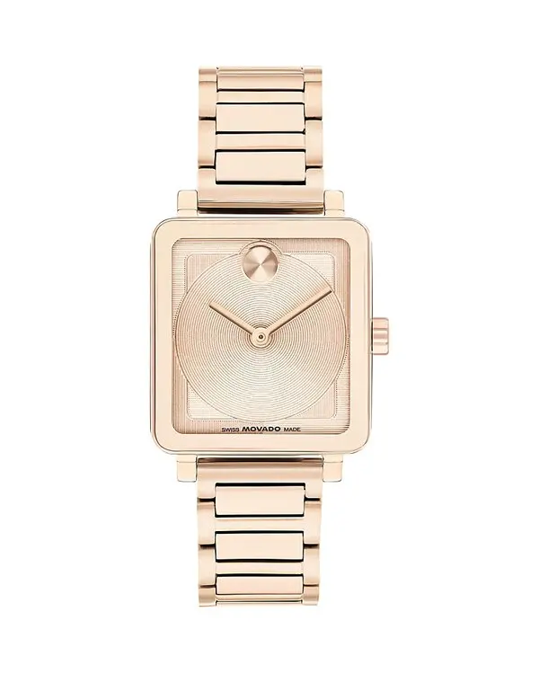 Movado Bold Evolution Tank Watch, 26mm X 26mm - Rose Dial