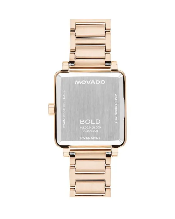 Movado Bold Evolution Tank Watch, 26mm X 26mm - Rose Dial