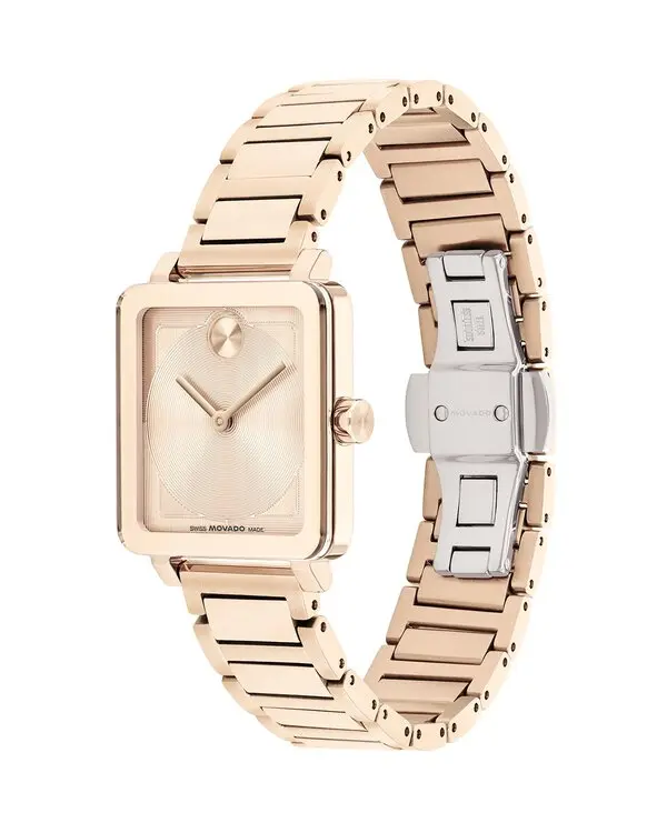 Movado Bold Evolution Tank Watch, 26mm X 26mm - Rose Dial
