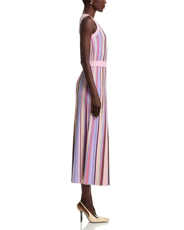 Misook Rib Knit Striped Maxi Dress - Viola/mult