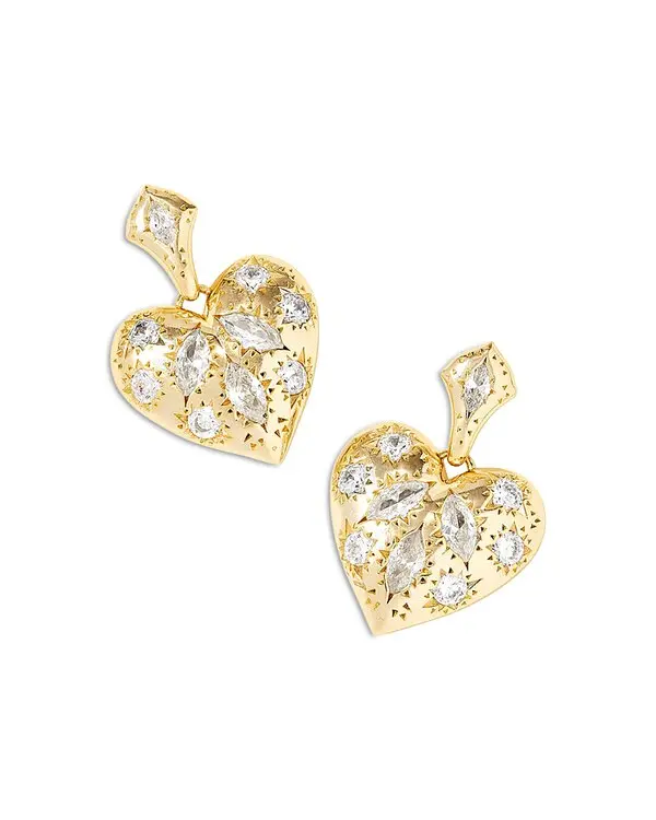 Kendra Scott Holland 14k Gold Plated Stone Heart Drop Earrings - Gold/white