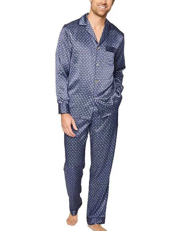 PETITE PLUME Silk Foulard Pajama Set - Midnight Foulard