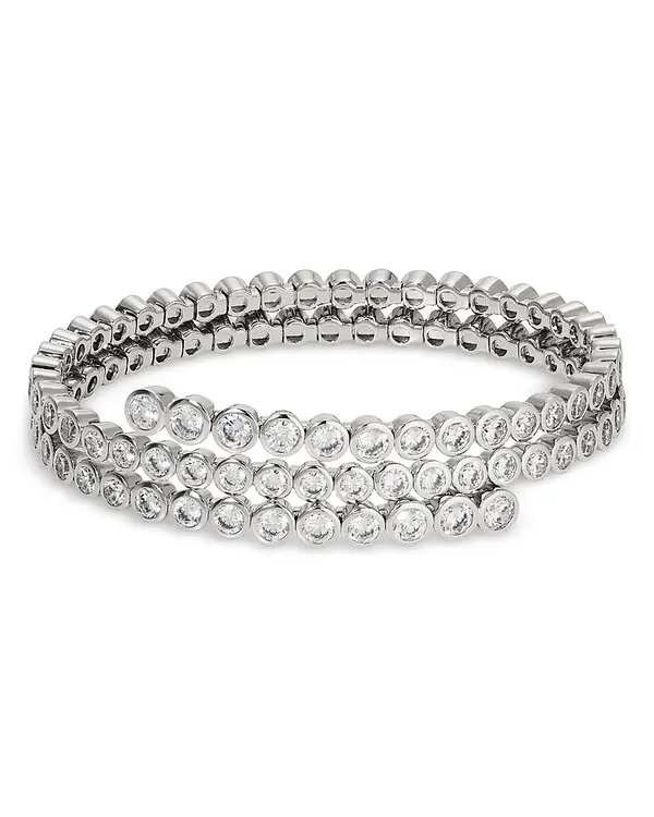 Nadri Dazzle Cubic Zirconia Bezel Triple Flex Wrap Bracelet - Silver
