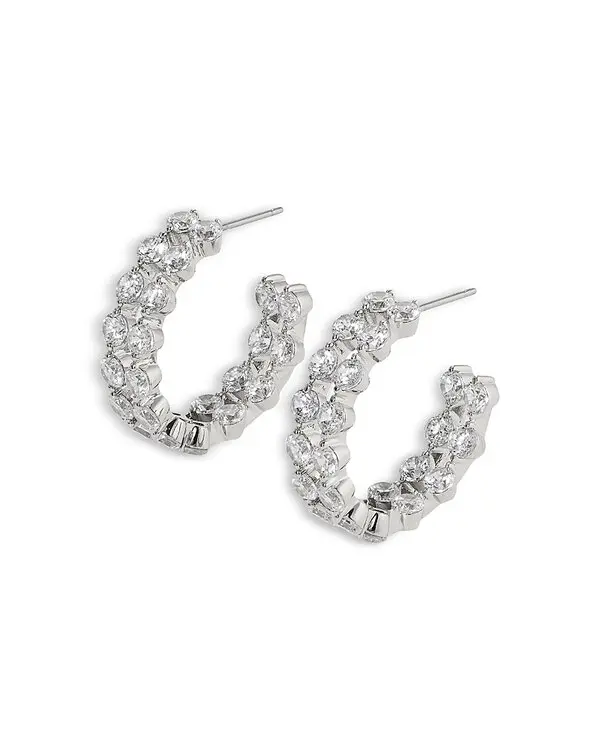 Nadri Cassi Cubic Zirconia Hoop Earrings - Silver