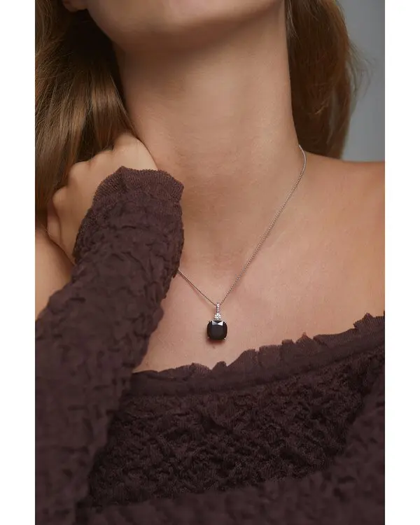 Nadri Macaron Cubic Zirconia Pendant Necklace - Silver/black