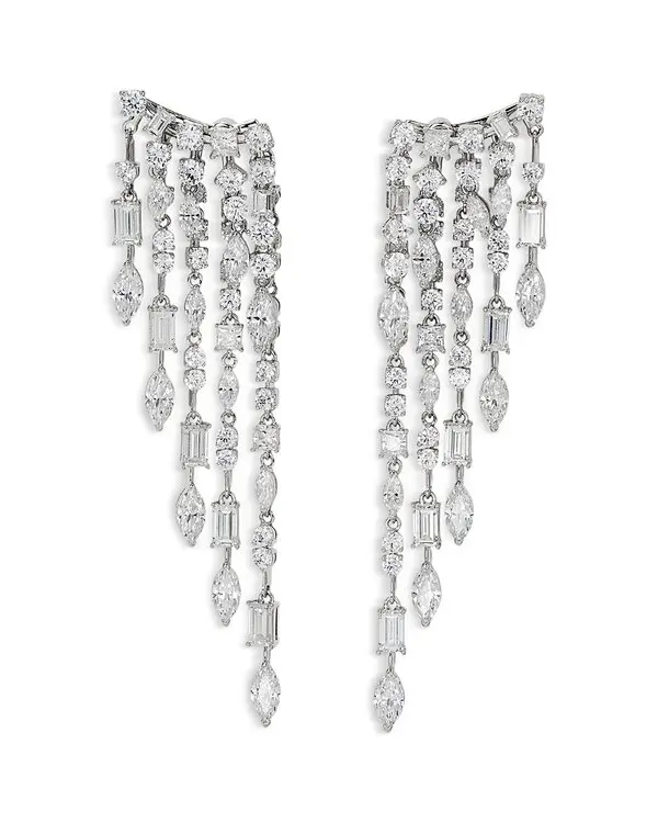 Nadri Cabaret Cubic Zirconia Fringe Drop Earrings - Silver