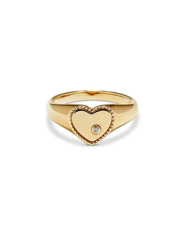 Yvonne Léon 9k Yellow Diamond Heart Signet Ring - Gold