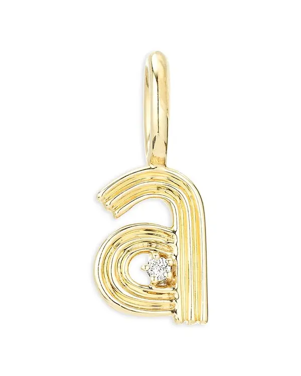 Adina Reyter 9k Yellow Diamond Initial Charm Pendant - A