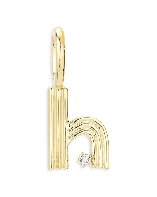 Adina Reyter 9k Yellow Diamond Groovy Initial Charm Pendant - H