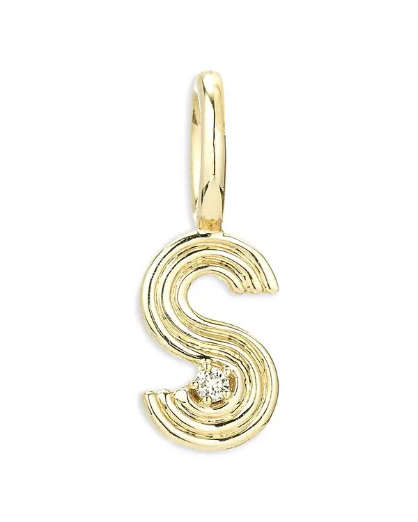 Adina Reyter 9k Yellow Groovy Initial Charm Pendant - S