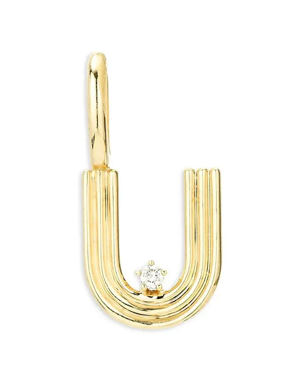 Adina Reyter 9k Yellow Groovy Initial Charm Pendant - U