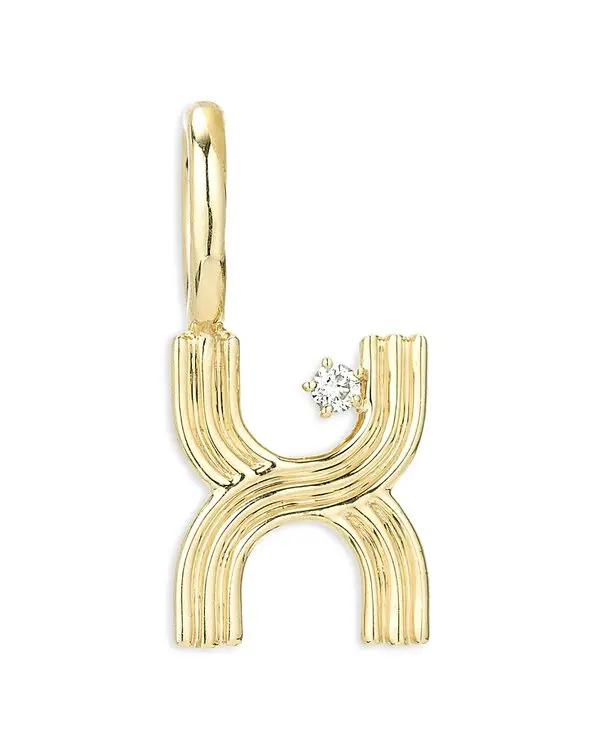 Adina Reyter 9k Yellow Groovy Initial Diamond Pendant - X