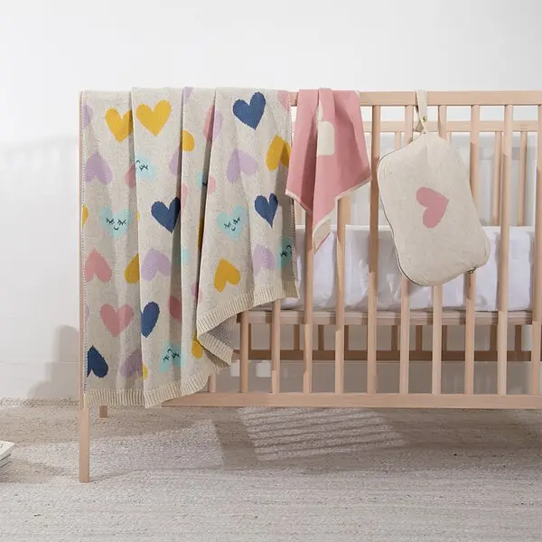 PINK LEMONADE Smiley Hearts Baby Blanket & Travel Pouch Set - Pink/yellow
