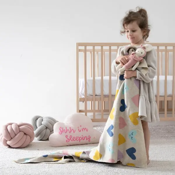 PINK LEMONADE Smiley Hearts Baby Blanket & Travel Pouch Set