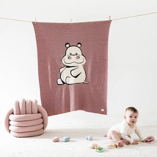PINK LEMONADE Happy Hippo Baby Blanket - Pink