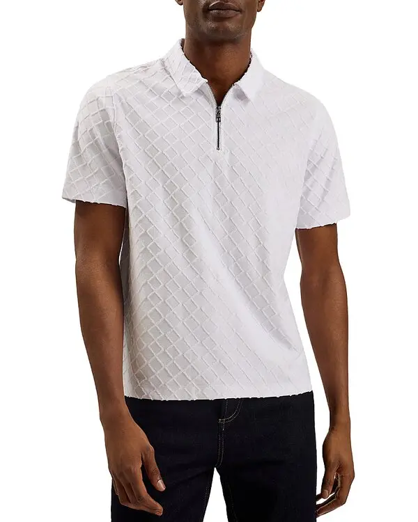 Ted Baker London Ansom Textured Quarter Zip Terry Polo Shirt