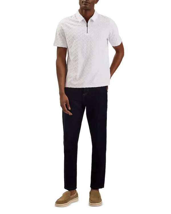 Ted Baker London Ansom Textured Quarter Zip Terry Polo Shirt