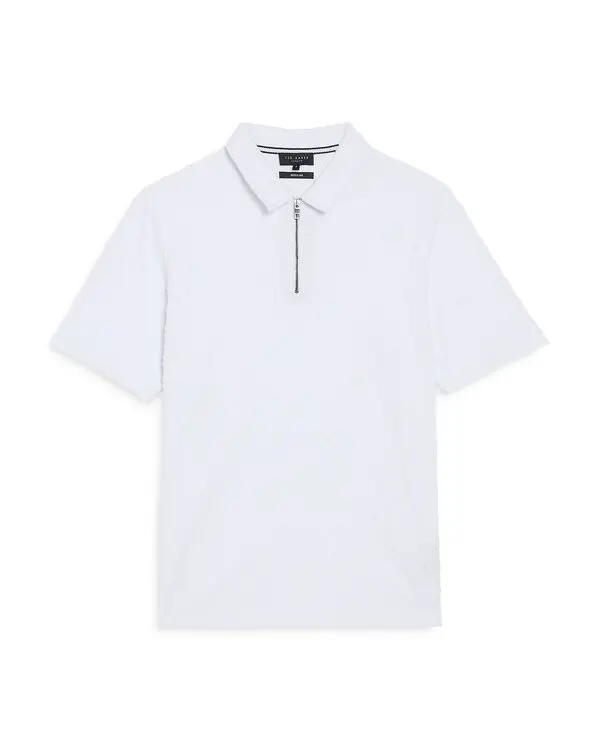 Ted Baker London Ansom Textured Quarter Zip Terry Polo Shirt