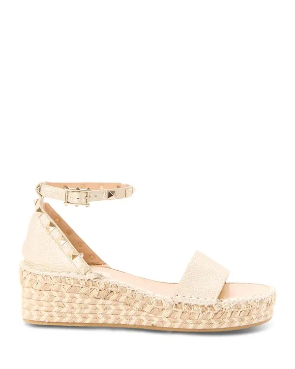 Valentino Garavani Rockstud Flatform Espadrille Sandals - Platinum