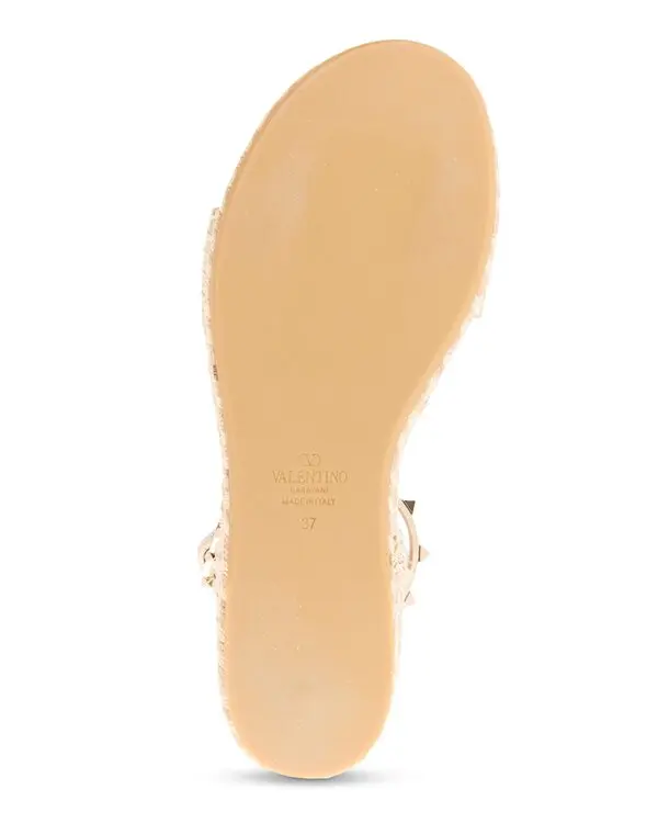 Valentino Garavani Rockstud Flatform Espadrille Sandals - Platinum