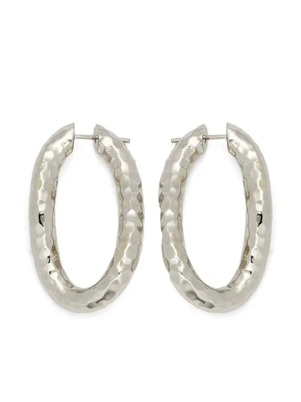 JIL SANDER Hammered Hoop Earrings - Silver