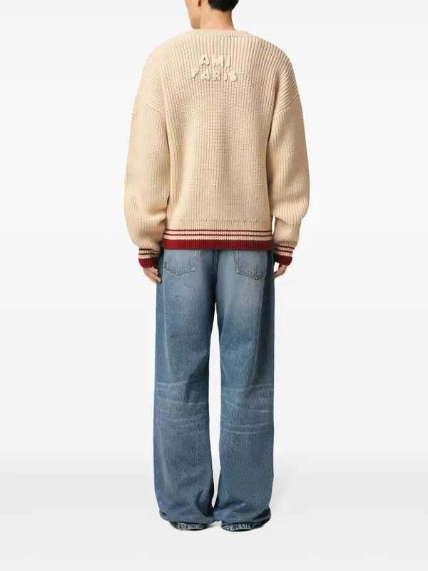 AMI Paris Ribbed V-neck Sweater