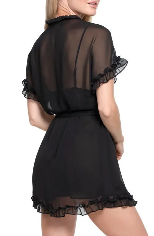 IN BLOOM BY JONQUIL Alice Ruffle Wrap Robe - Black