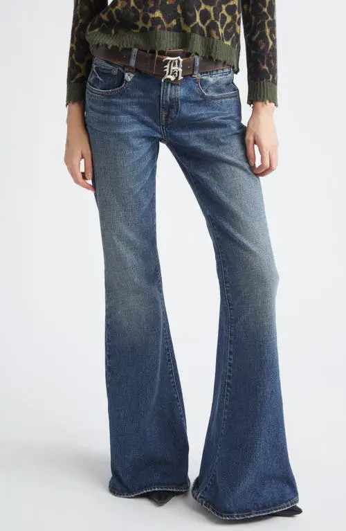 R13 Overflow Boyfriend Flare Jeans - Mire Blue Stretch
