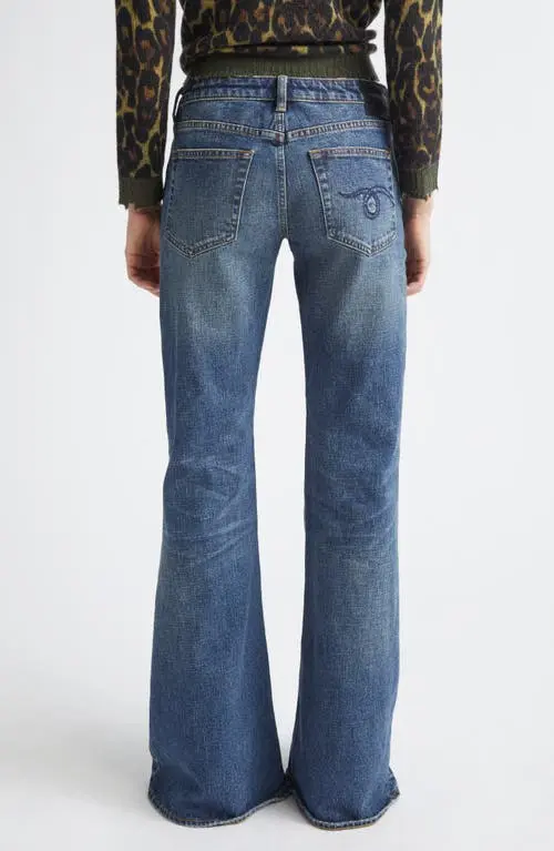 R13 Overflow Boyfriend Flare Jeans - Mire Blue Stretch