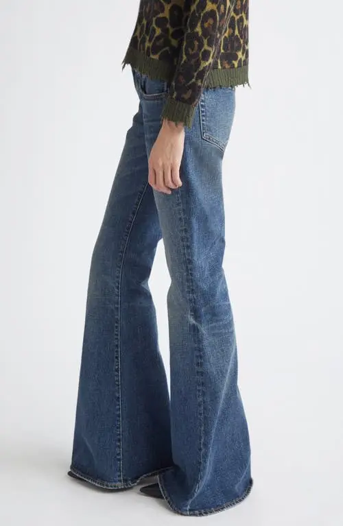 R13 Overflow Boyfriend Flare Jeans - Mire Blue Stretch