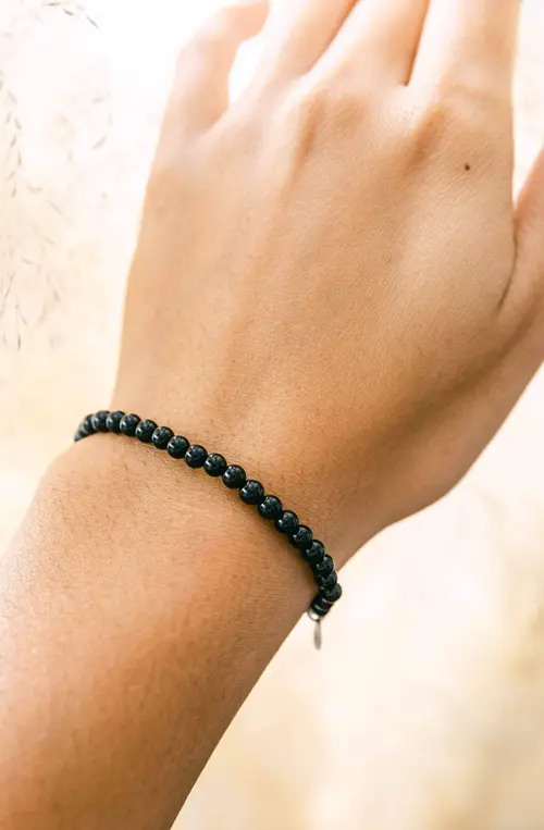 TINY RITUALS Tourmaline Beaded Bracelet - Black