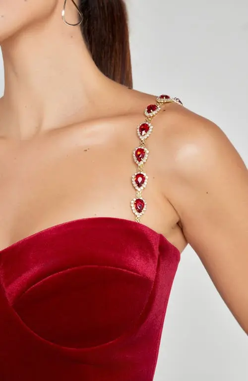 NADINE MERABI Harley Flare Velvet Jumpsuit