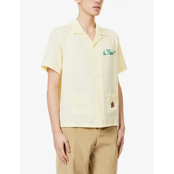 Golf Le Fleur Petalers Embroidered Twill Shirt M - Cream
