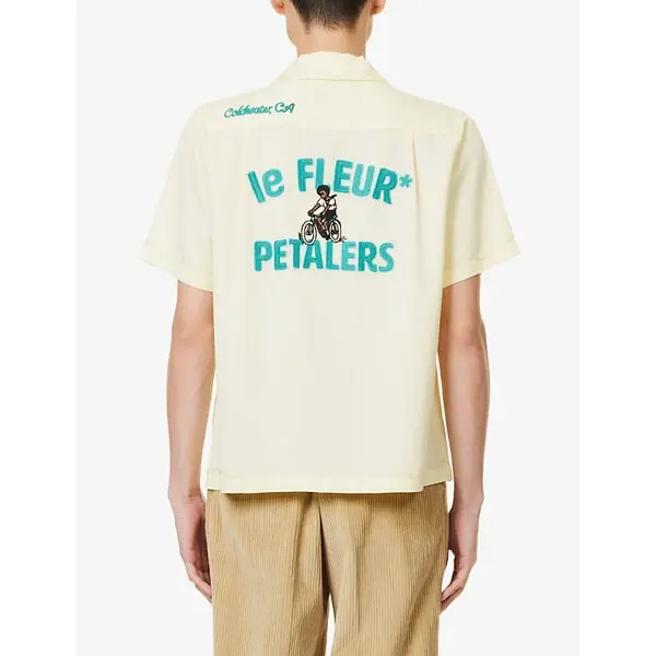Golf Le Fleur Petalers Embroidered Twill Shirt M - Cream