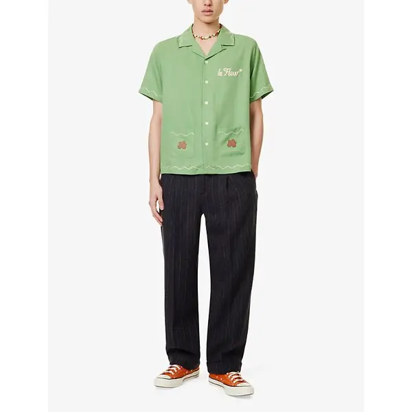 Golf Le Fleur Petalers Embroidered Twill Shirt - Green | Editorialist