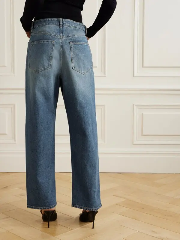Alaïa Layered Jersey-trimmed Wide-leg Jeans