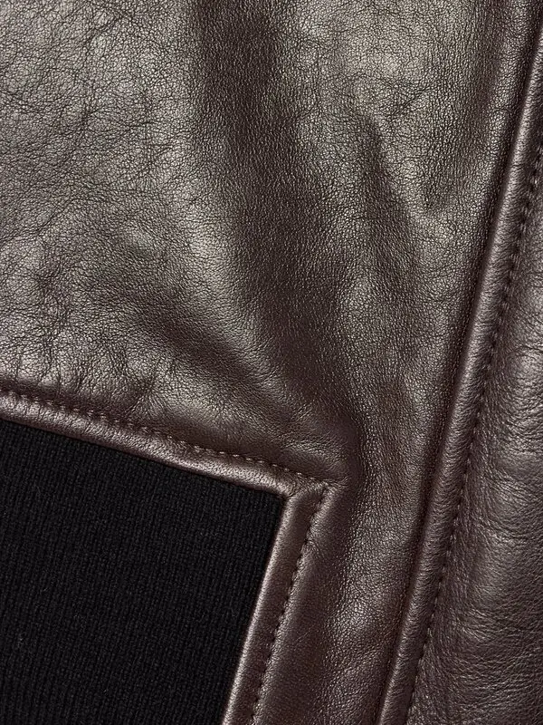 Khaite Shelman Leather Bomber Jacket