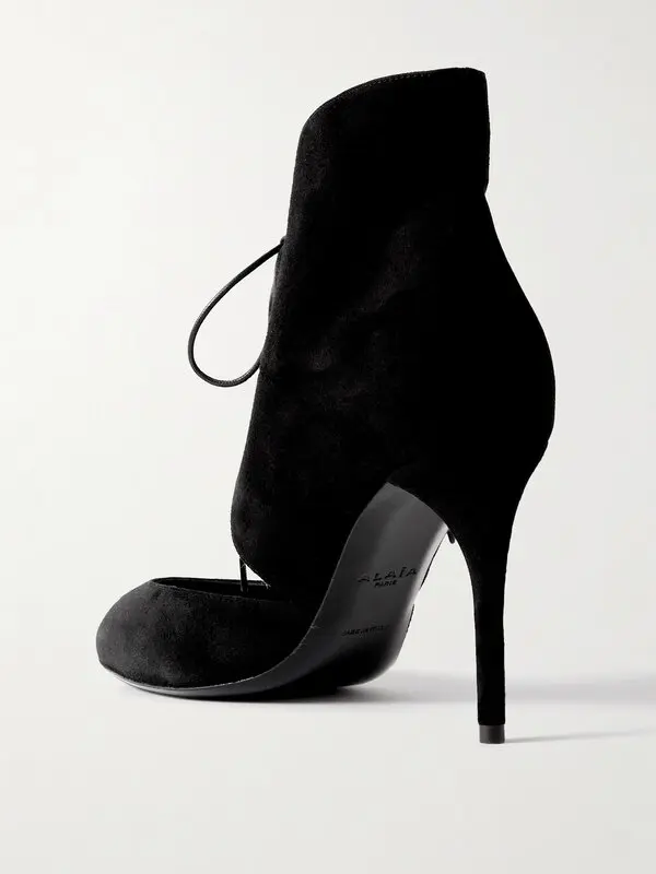 Alaïa Cutout Suede Ankle Boots