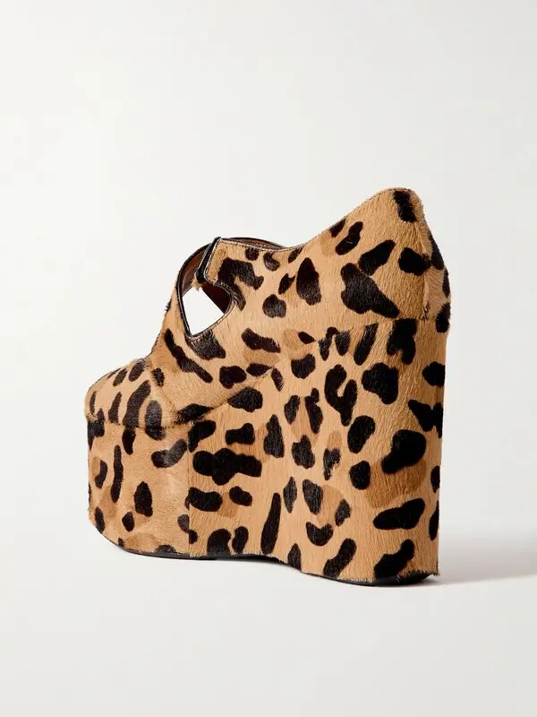 Alaïa 110 Leopard-print Calf Hair Platform Wedge Pumps