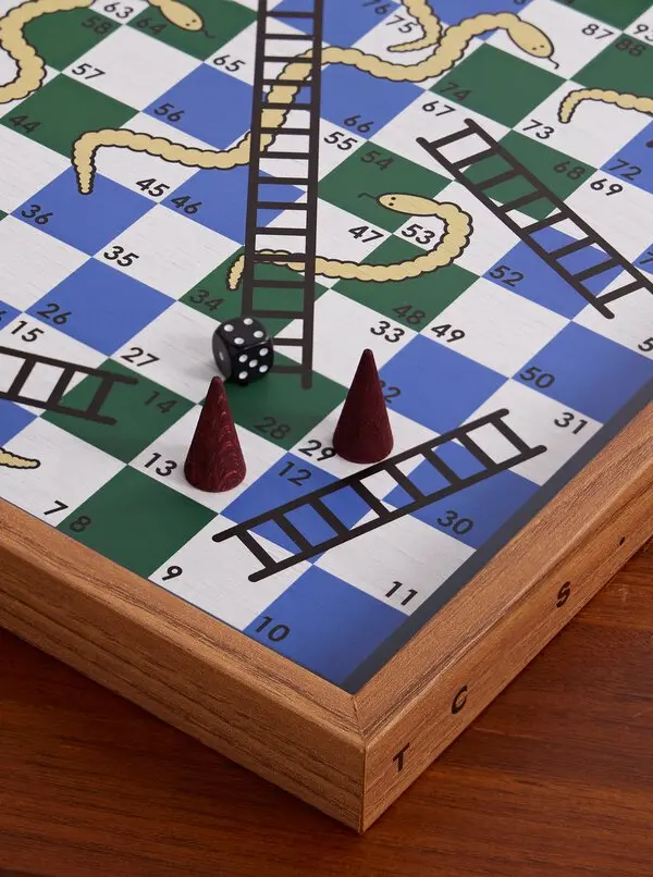 THE CONRAN SHOP Milos Wood And Leather Combo Game Set