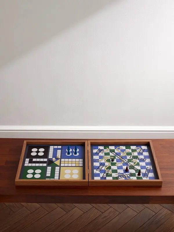 THE CONRAN SHOP Milos Wood And Leather Combo Game Set