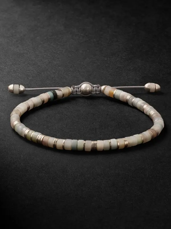 MAOR Tucson Sterling Silver, Amazonite, And Cord Bracelet - White