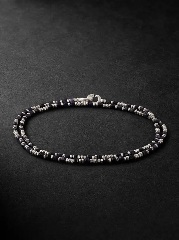 MAOR M.cohen Percep Two Sterling Silver, Sapphire, And Lapis Lazuli Beaded Wrap Bracelet - Blue