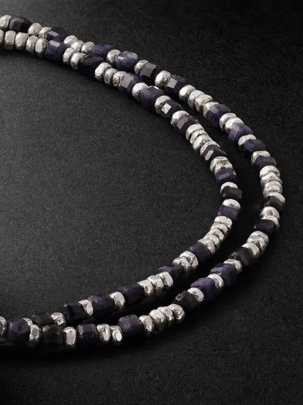 MAOR M. Cohen Percep Two Sterling Silver, Sapphire, And Lapis Lazuli Beaded Wrap Bracelet